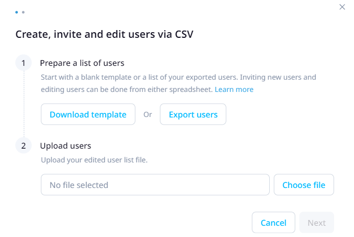 Managing users via CSV