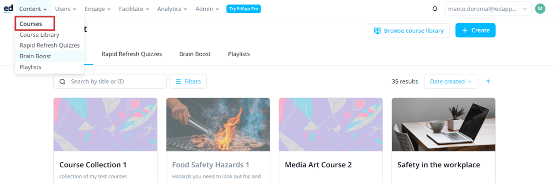 How an admin can access a course as a learner