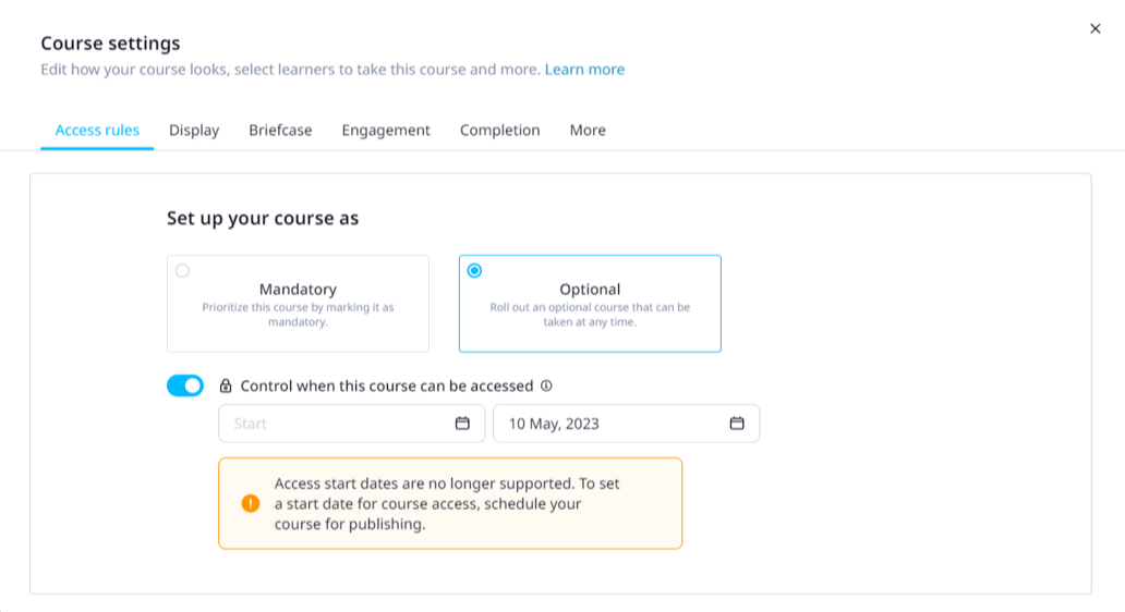 Access and Due Dates for Courses