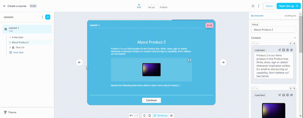 Create a Course/Lesson
