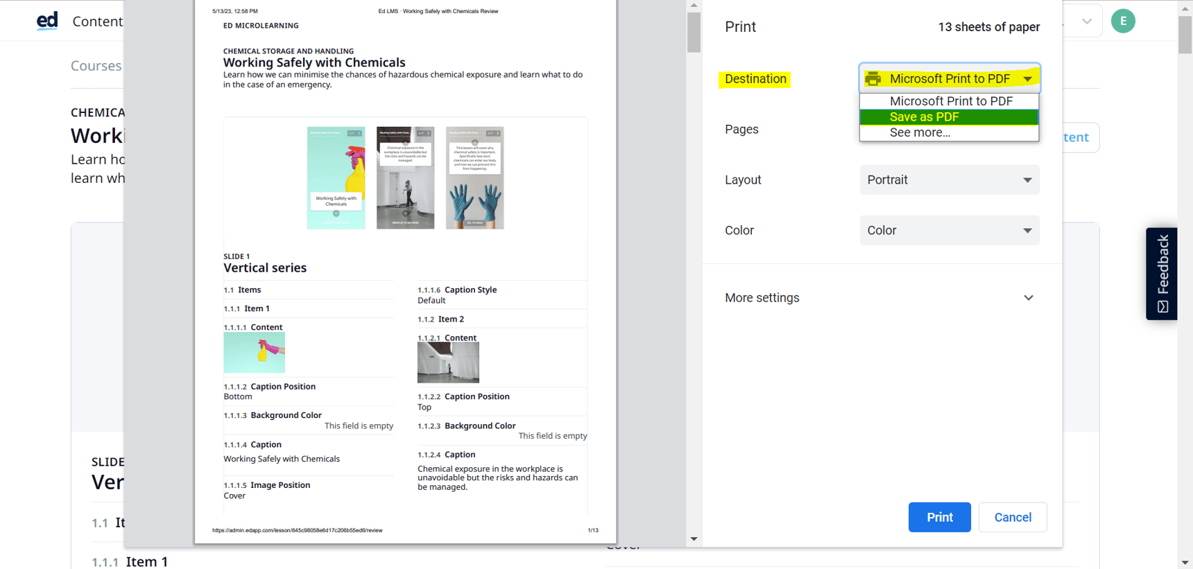 How to download and save your lessons as a PDF