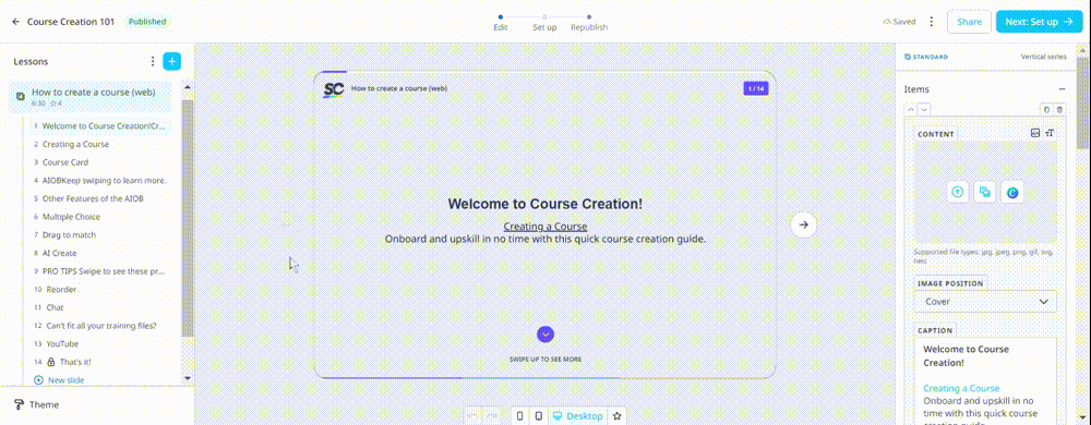 Move, duplicate and copy lesson slides
