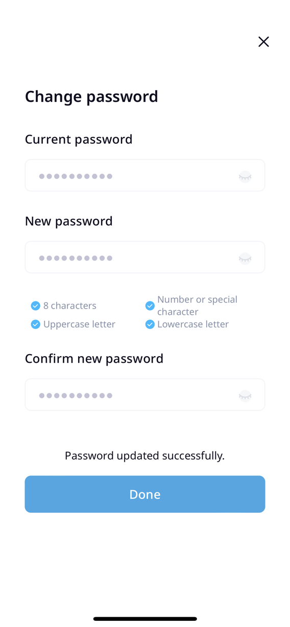 How do I change my password on the learner's app?