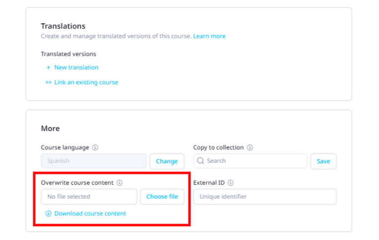 Overwrite Course Content