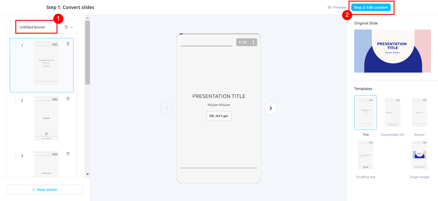 Convert PDF, PPTX, and DOCX files to courses