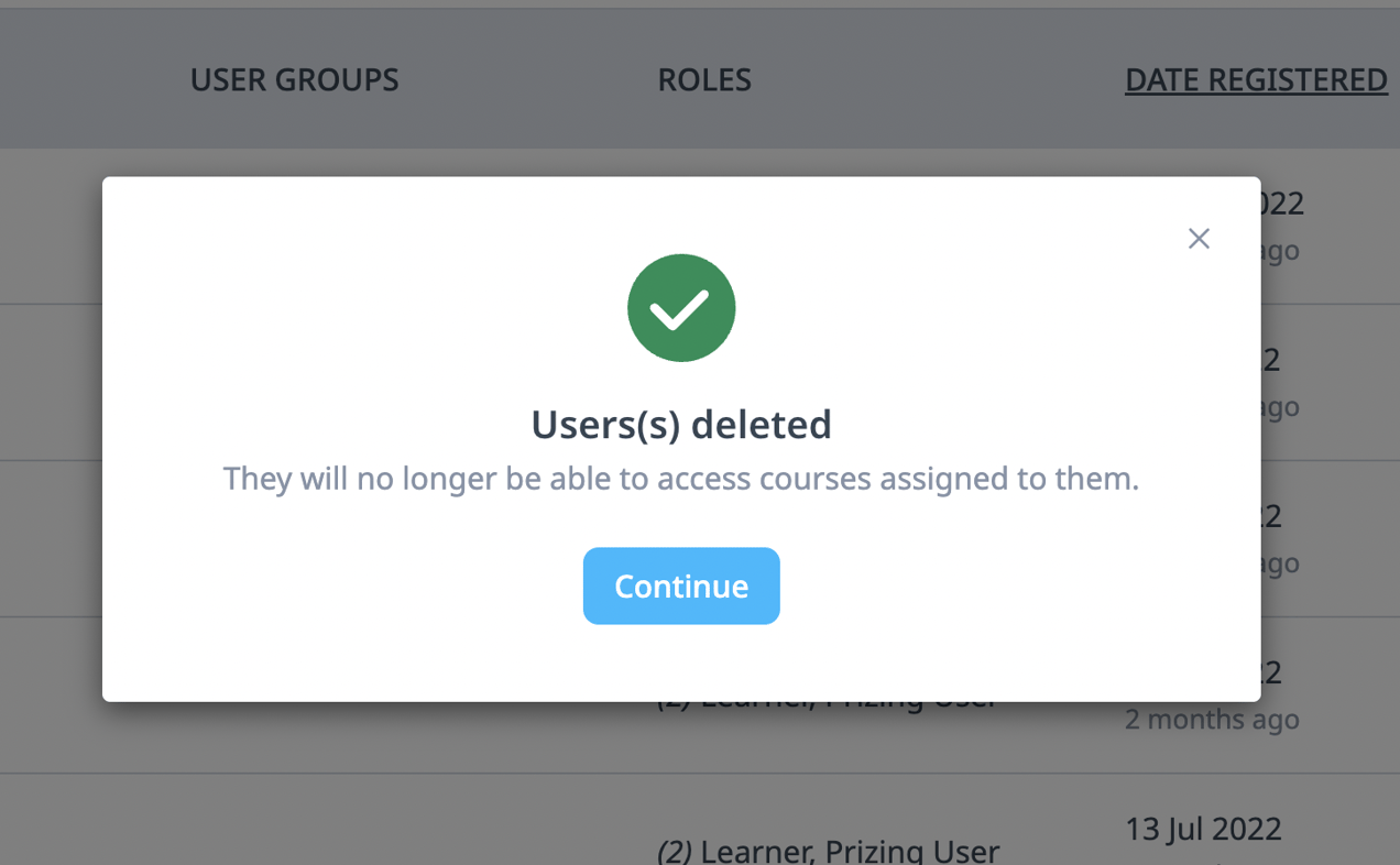 Managing users from the User list page