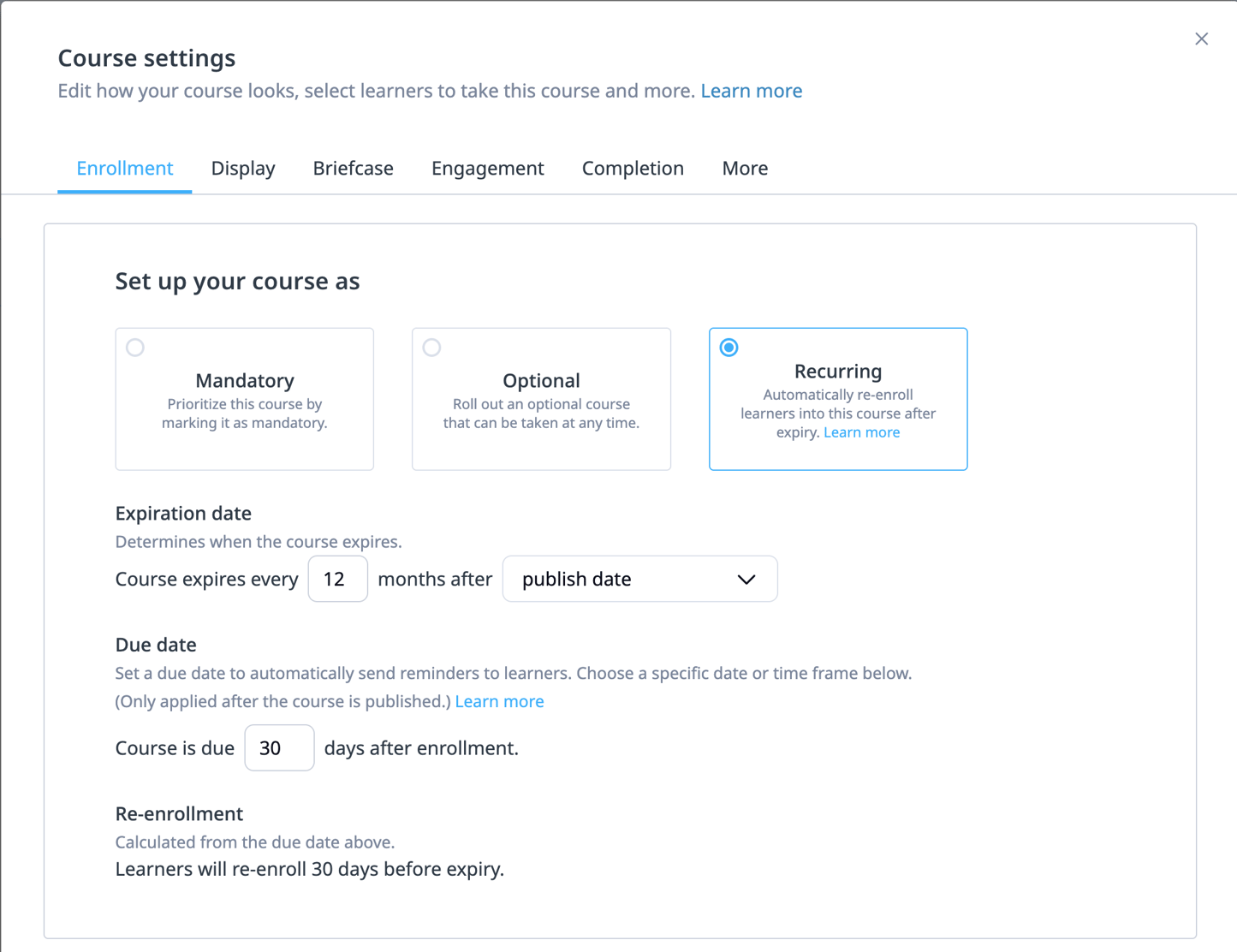 Recurring Certification