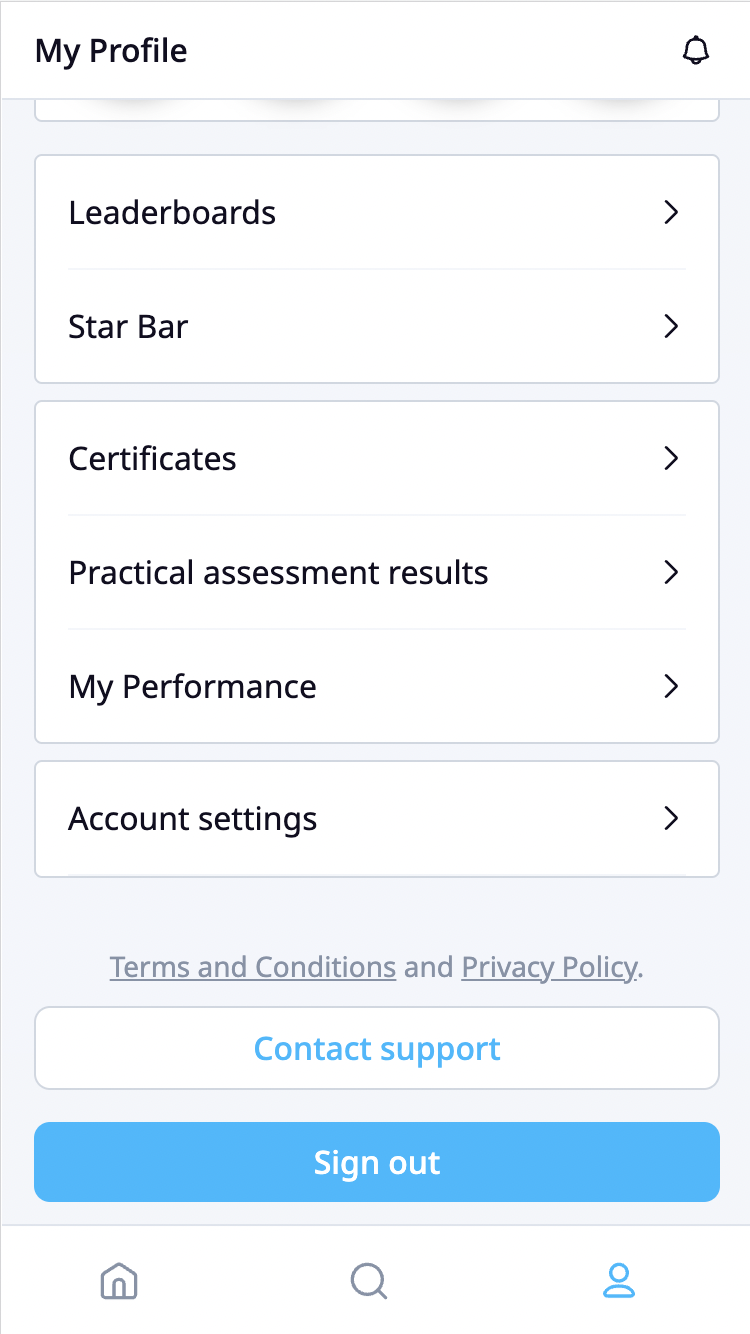 How do I change my password on the learner's app?