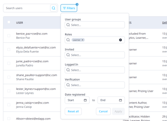 Managing users from the User List page