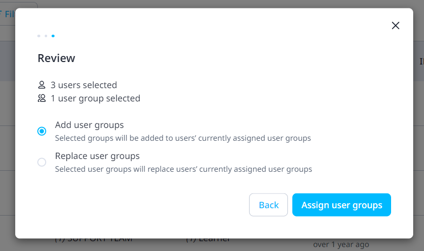 Managing users from the User List page