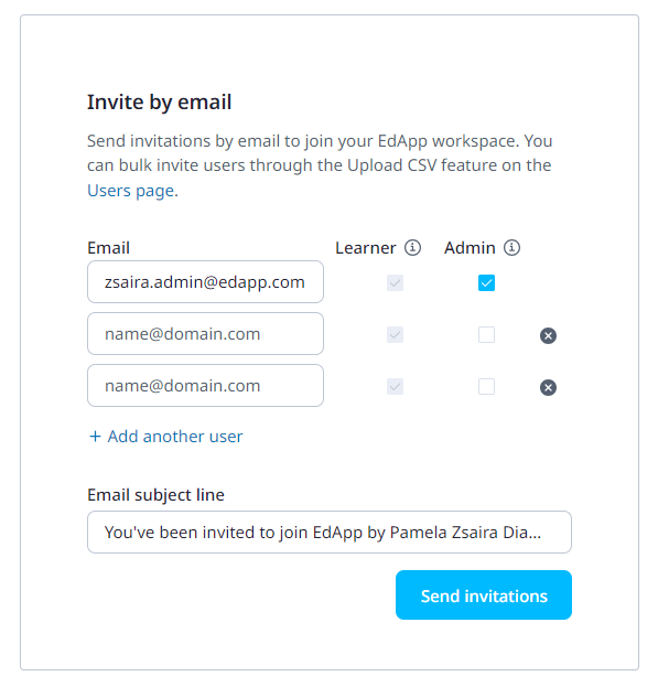 Invite Users to EdApp via Email/Bulk Upload