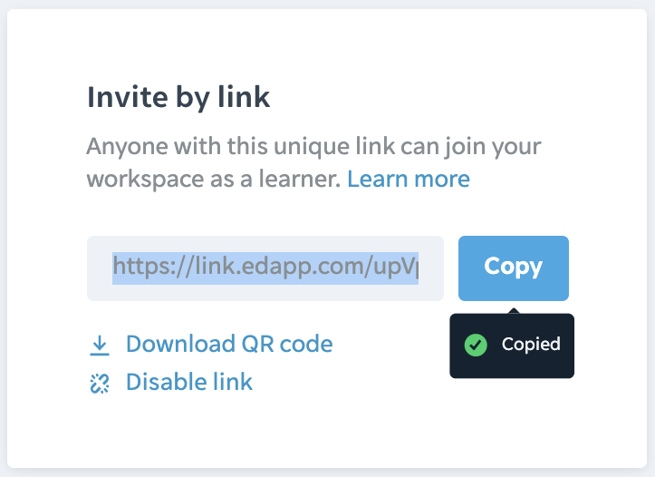 Invite Users to EdApp via invite links