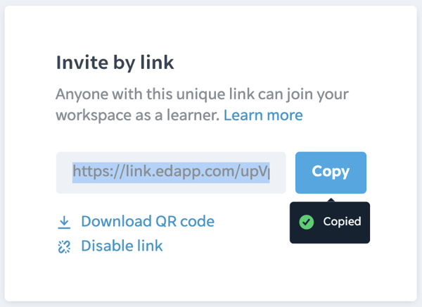 Invite Users to EdApp via invite links