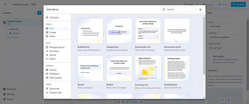 Create Quizzes in Lessons