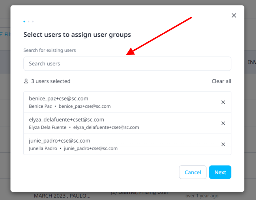 Managing users from the User List page